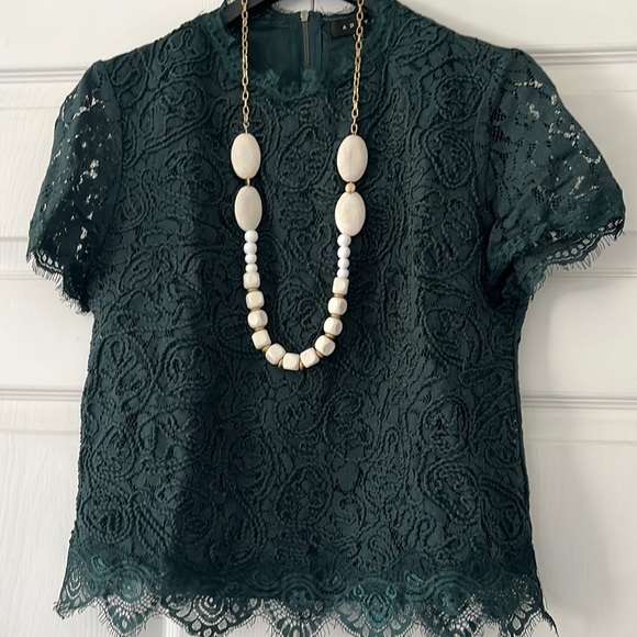Tops | Adiva Green Lace Blouse | Poshmark